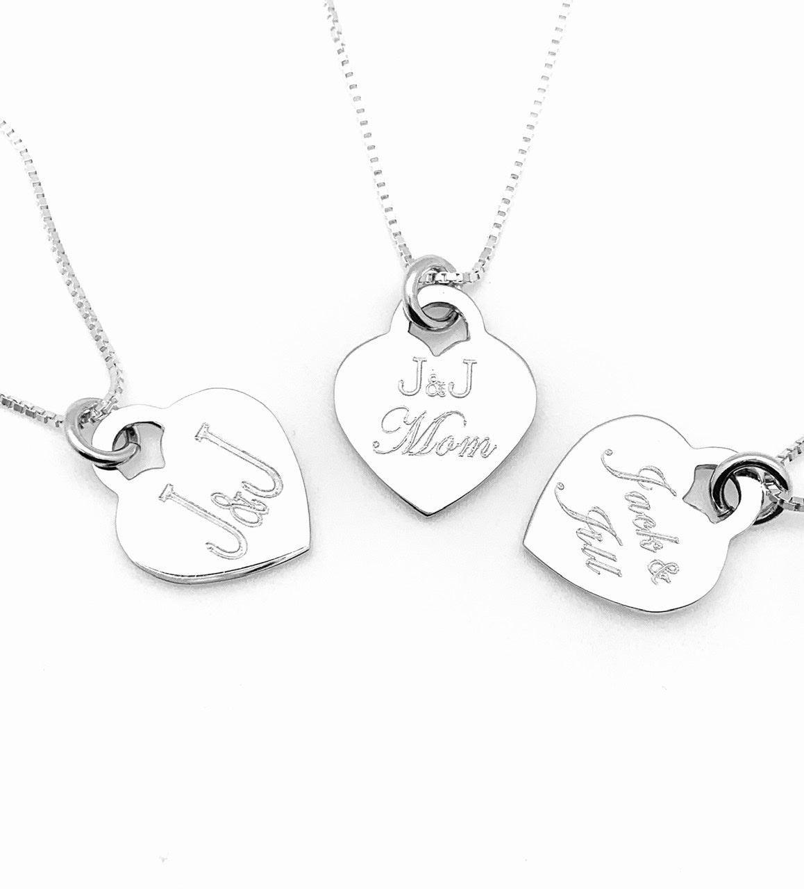 M and j heart necklace store